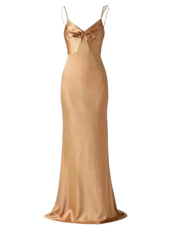 Elisabetta Franchi Mermaid-silhouette Satin Maxi Dress - Gold