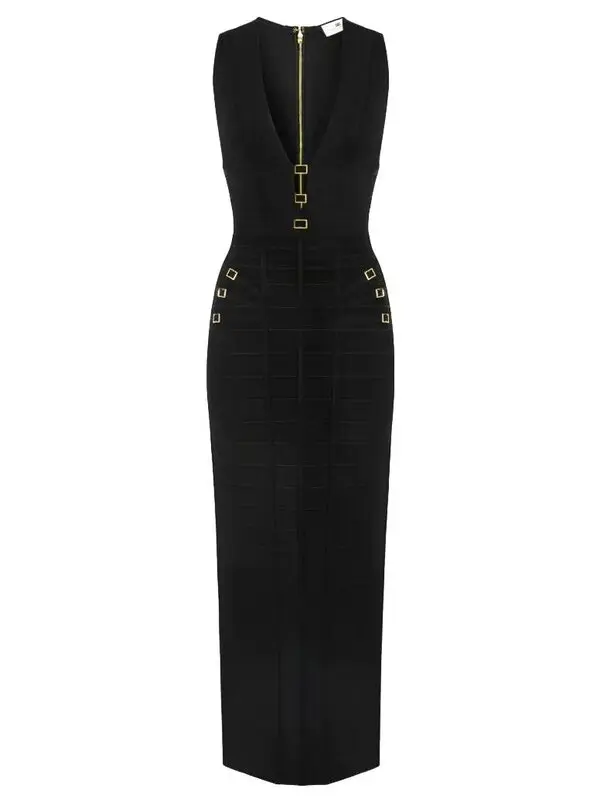 Elisabetta Franchi Ribbed Knit Maxi Dress - Black