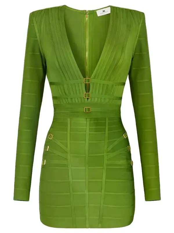 Elisabetta Franchi Ribbed Mini Dress - Green
