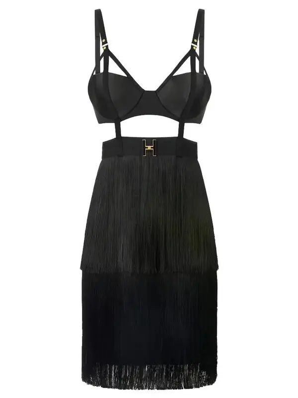 Elisabetta Franchi Fringed Mini Dress - Black