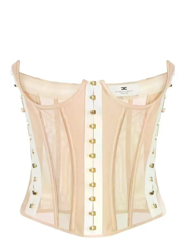 Elisabetta Franchi Geometric Cuts Bustier Top - Neutrals
