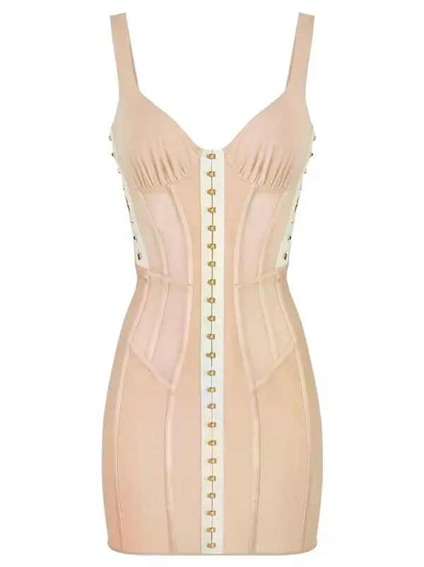 Elisabetta Franchi Bustier Mini Dress - Neutrals