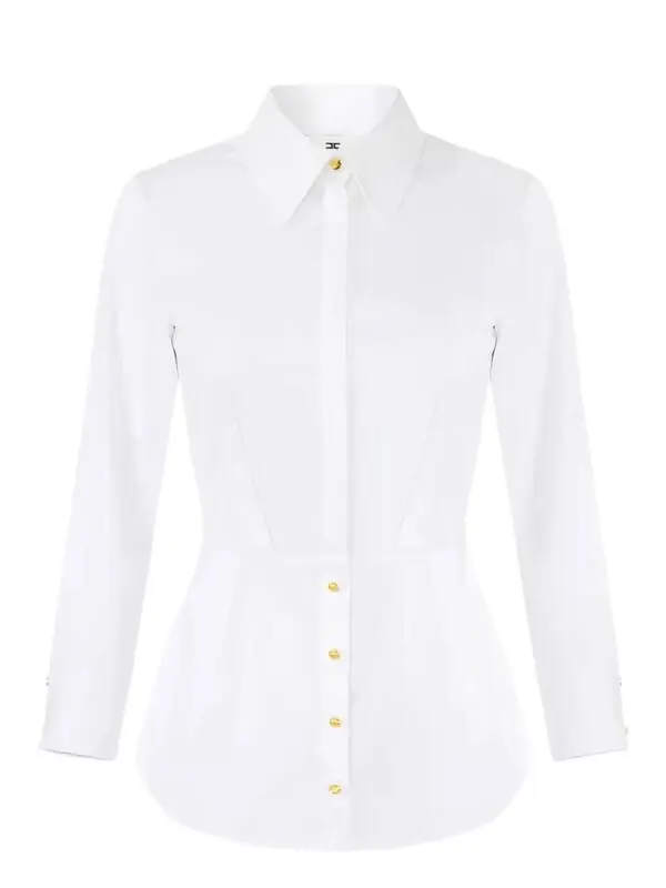 Elisabetta Franchi Peplum Button Shirt - White
