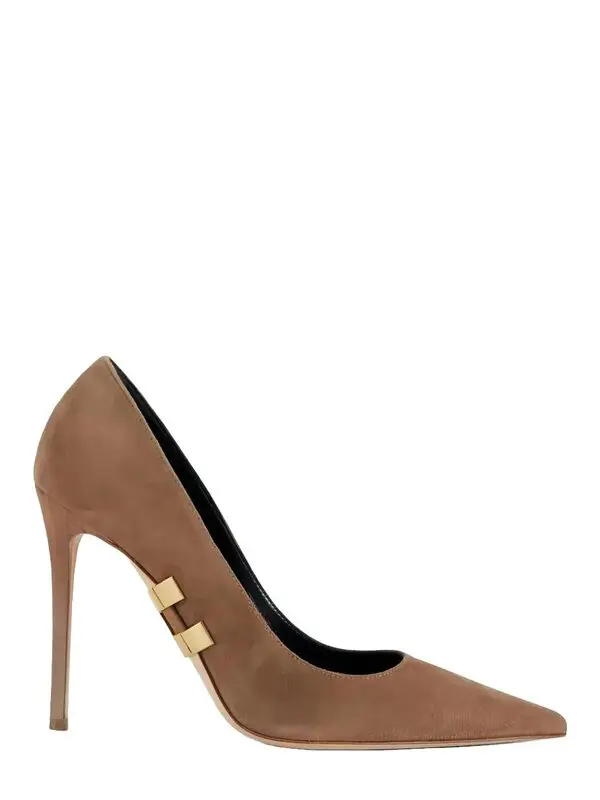 Elisabetta Franchi Jewel Logo Suede Pumps - Brown