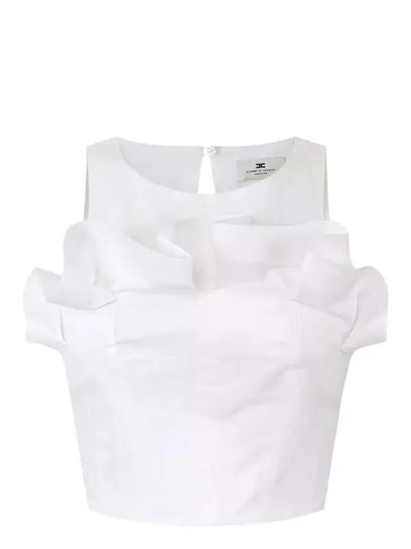 Elisabetta Franchi Flounce Crew Neck Top - White