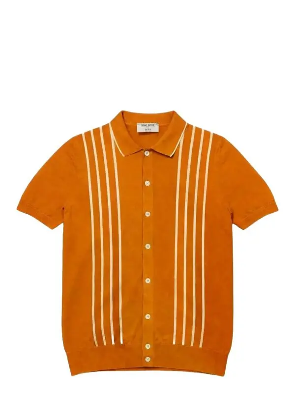GRAN SASSO Striped Short-sleeve Shirt - Orange
