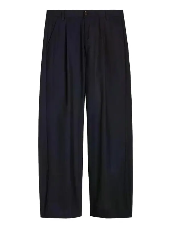 Oliver Spencer Wide-leg Wool Pleated Trousers - Blue