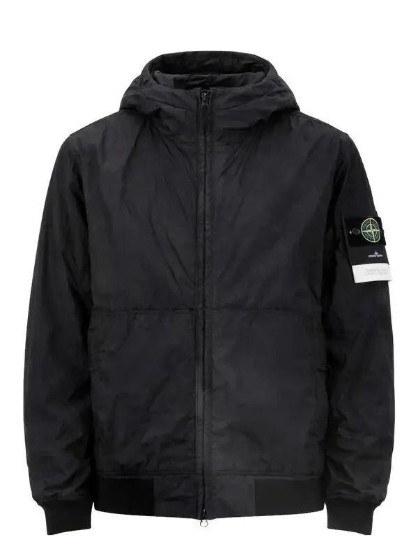 Stone Island Hooded Bomber Jacket - Black
