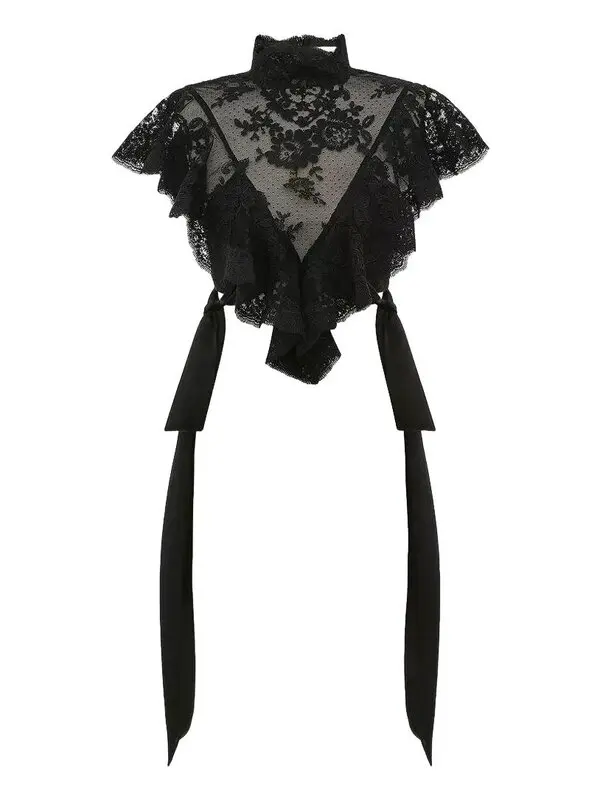 Zimmermann Lace Ruffled Blouse - Black