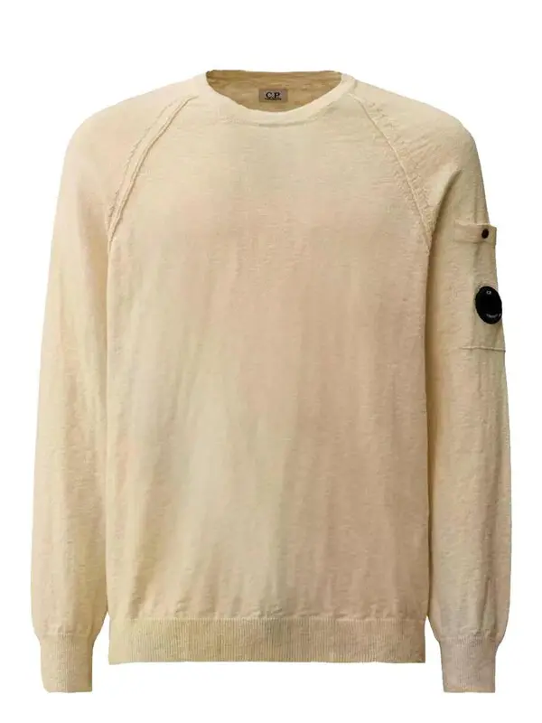 C.P. COMPANY Crew-neck Lens Raglan Sweater - Neutrals