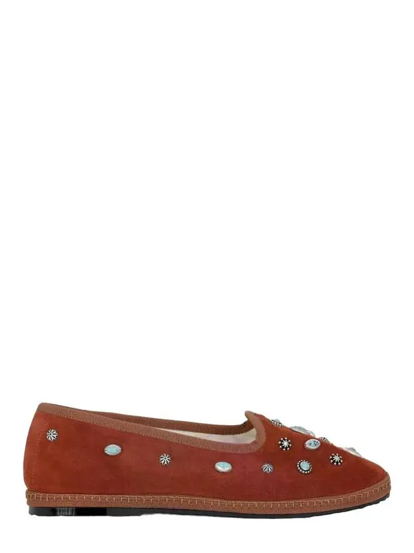 FORTELA Studded Suede Ballet Flats - Brown