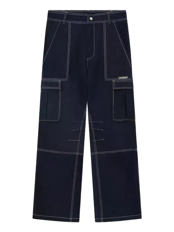 CARRER Contrast-stitch Cargo Trousers - Blue