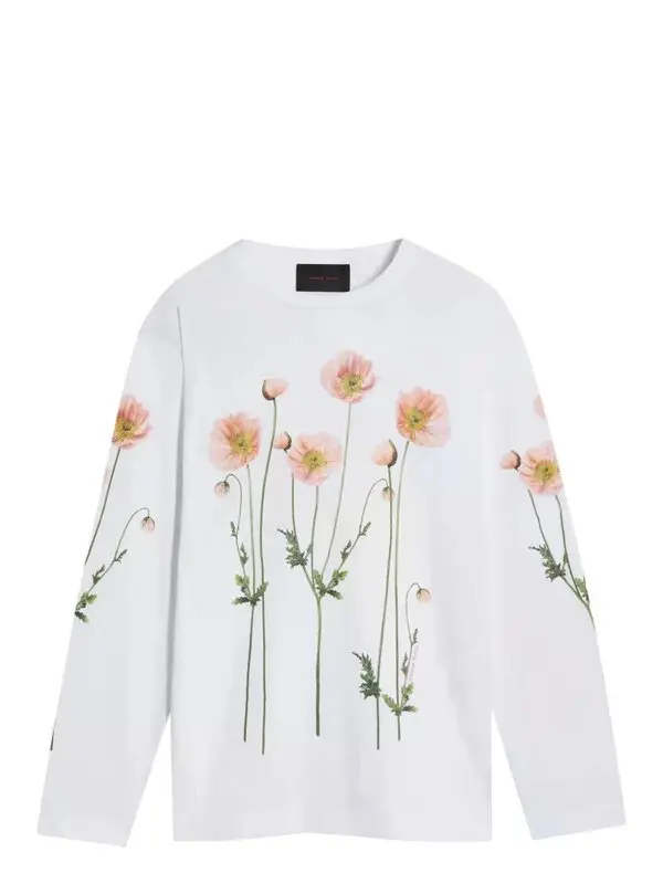 Simone Rocha Poppy Field-print Long-sleeve T-shirt - White