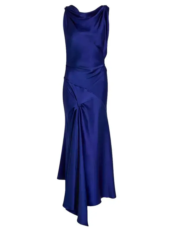 Victoria Beckham Draped Twist Midi Dress - Blue