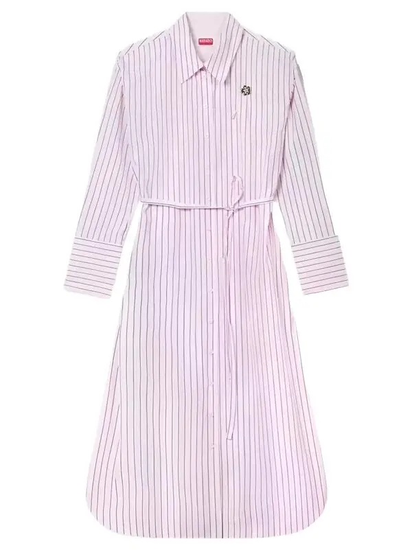 Kenzo Pin Striped Shirt Midi Dress - Pink