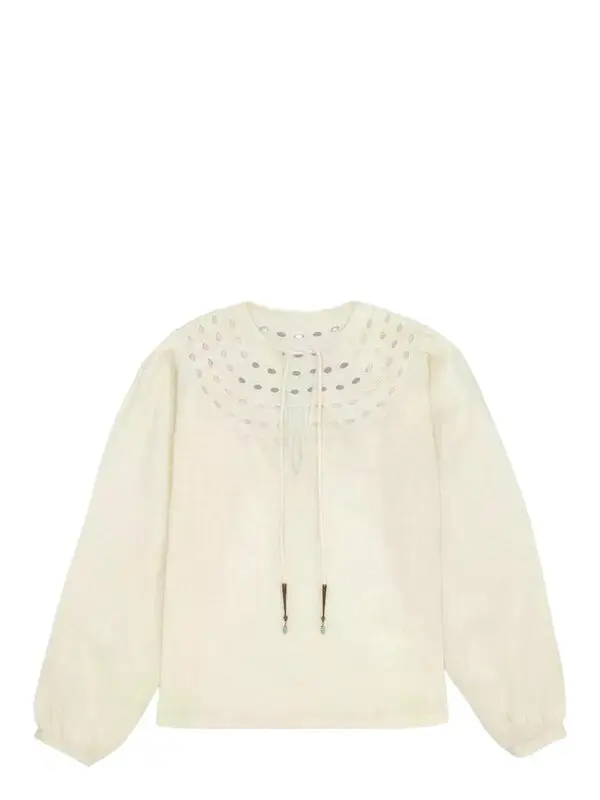 FORTELA Embroidered Linen Blouse - Neutrals