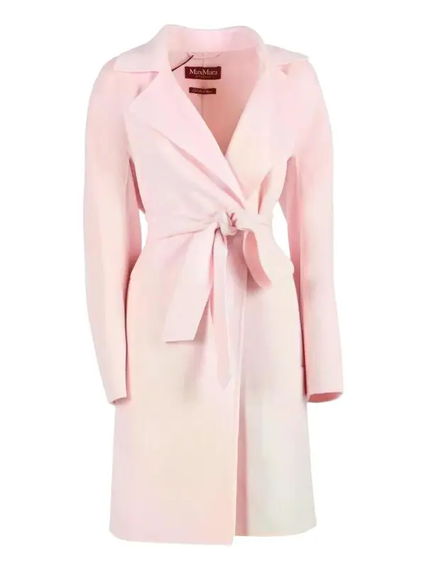 Max Mara Belted Long Sleeve Coat - Pink