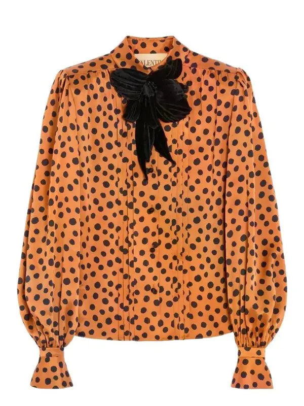 Valentino Garavani Crepe Satin Plus De Pois Dalmata Print Shirt - Orange