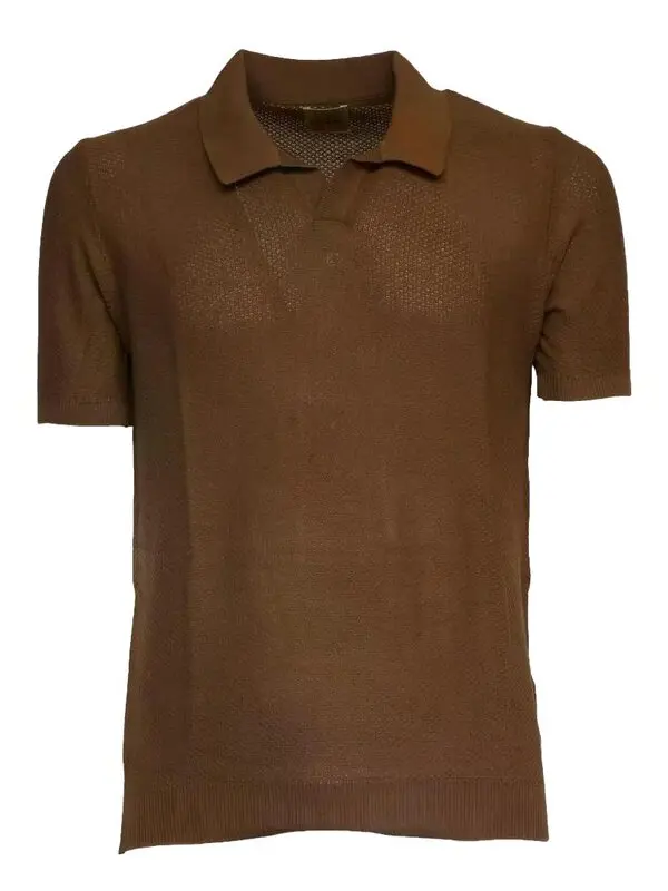 RAKKI V-neck Honeycomb Cotton T-shirt - Brown