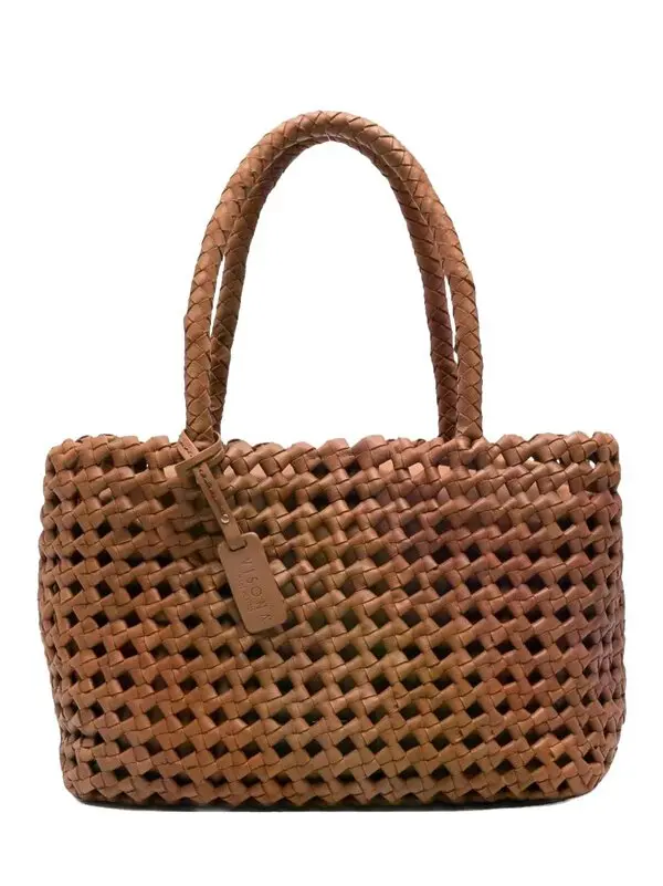 VISONA` Regina Woven Braided Tote Bag - Brown