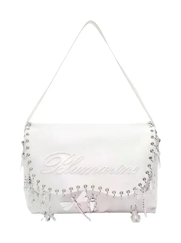 Blumarine Embroidered Insect-charm Shoulder Bag - White