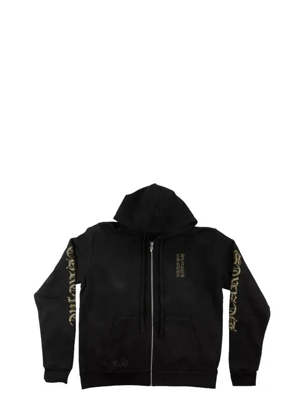 Chrome Hearts Vertical-logo Zip-up Hoodie - Black
