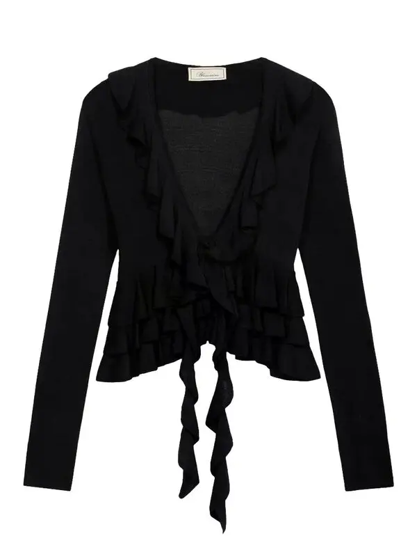 Blumarine Ruffled Cardigan - Black