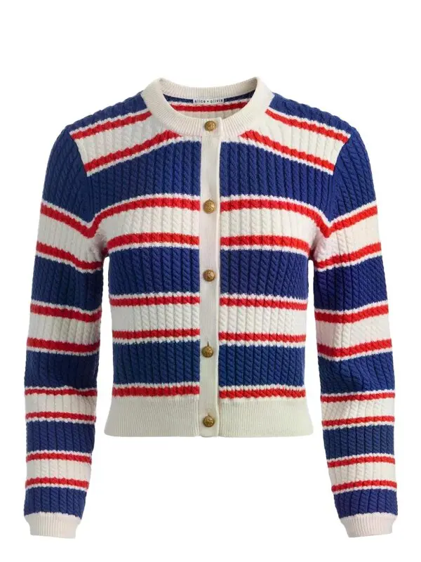 Alice + Olivia Dollie Striped Cardigan - White
