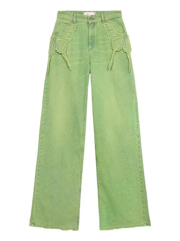 Blumarine Butterfly Embellished Jeans - Green