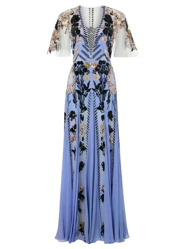 TEMPERLEY LONDON Gilded Embellished Gown - Blue