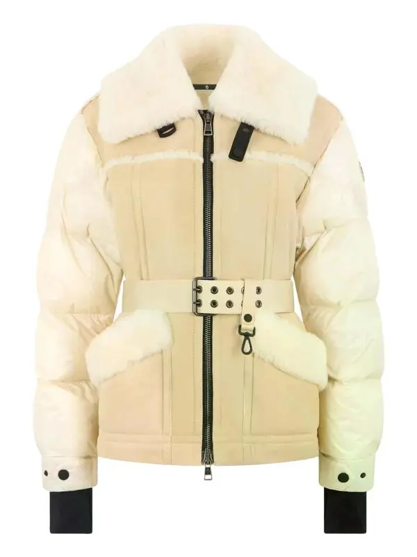 Moncler Shearling Belted Jacket - Neutrals