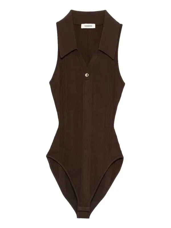 Sandro Polo-collar Bodysuit - Brown
