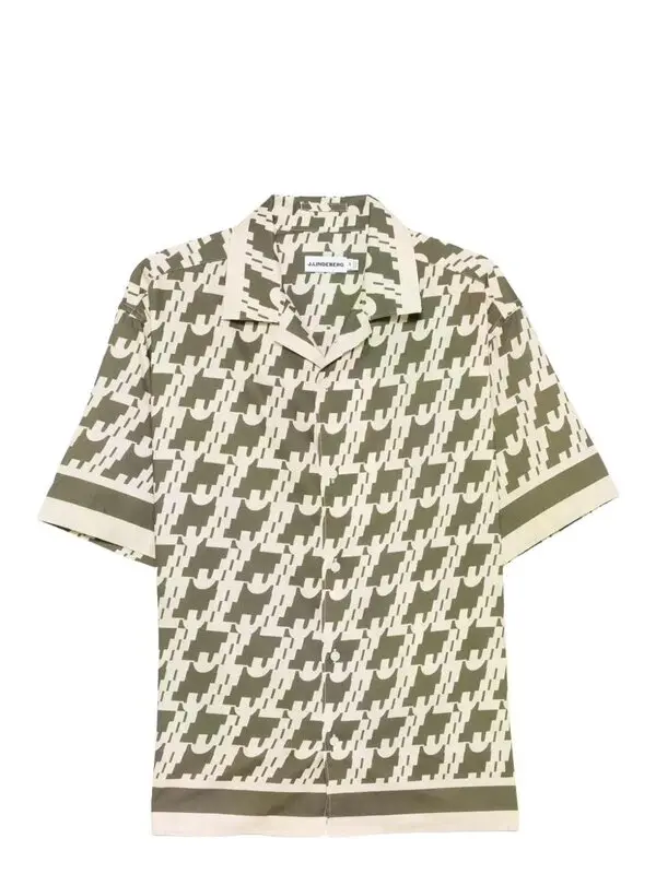 J. Lindeberg Border Print Resort Shirt - Green