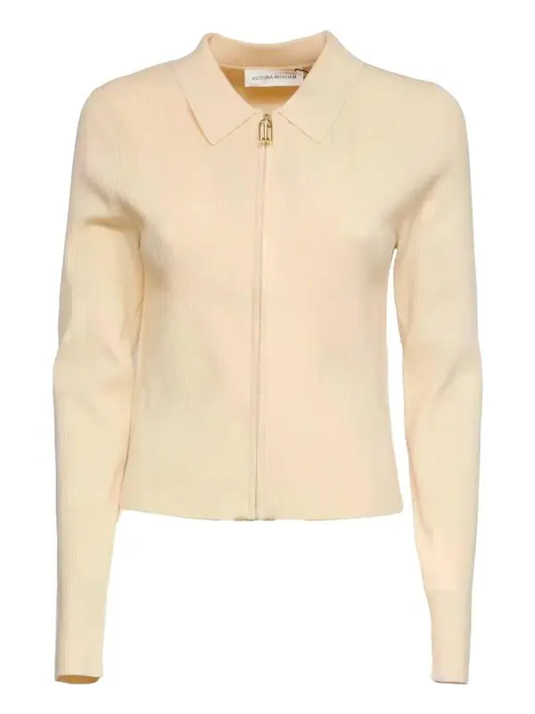 Victoria Beckham Zipped Polo Top - Neutrals