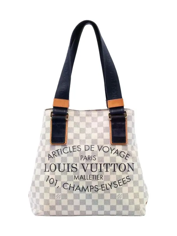 LOUIS VUITTON 2012 Damier Azur Beach Cabas Pm Tote Bag - White