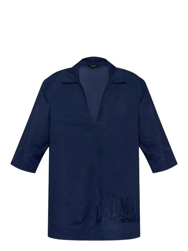 Balmain V-neck Polo T-shirt - Blue