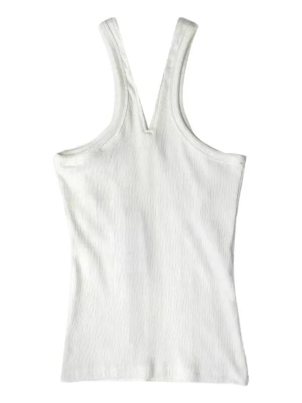 COURREGES Criss-cross 90's Rib Zip-up Tank Top - White