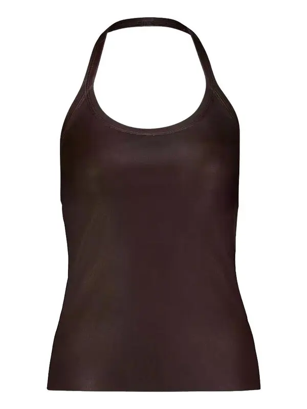 Stouls Halter-neck Leather Top - Brown