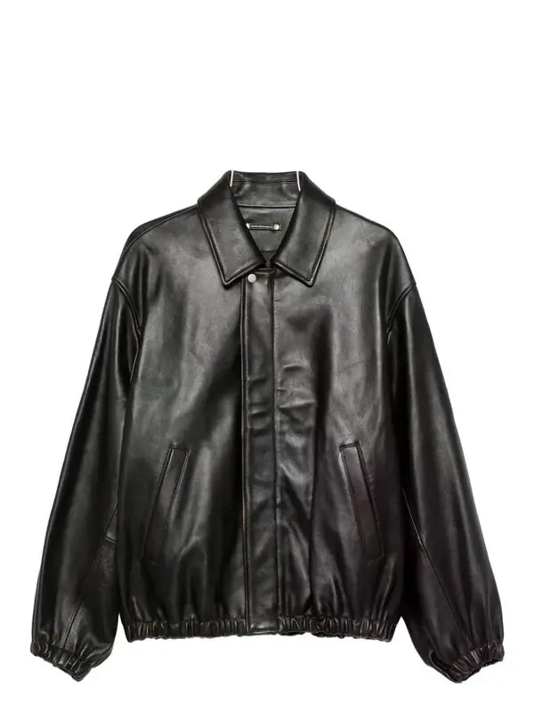 SSSTEIN Collared Leather Jacket - Brown
