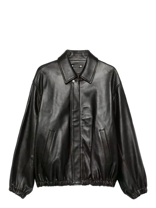 SSSTEIN Collared Leather Jacket - Brown