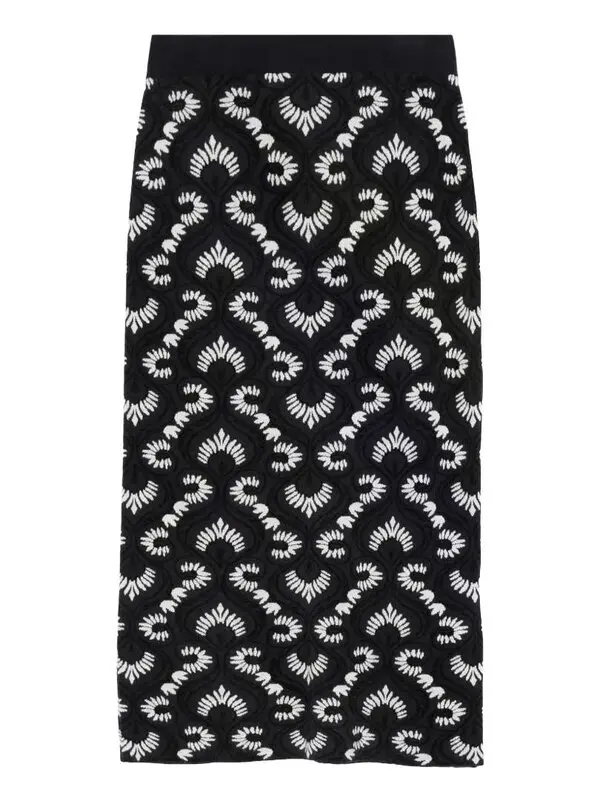 Max Mara Patterned Knit Midi Skirt - Blue