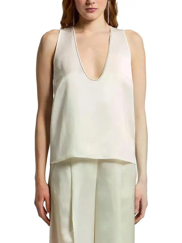 Peserico Sleeveless V-neck Top - Neutrals