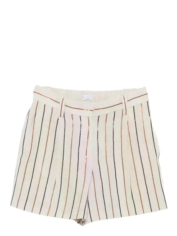 Brunello Cucinelli Striped Belted Shorts - Neutrals