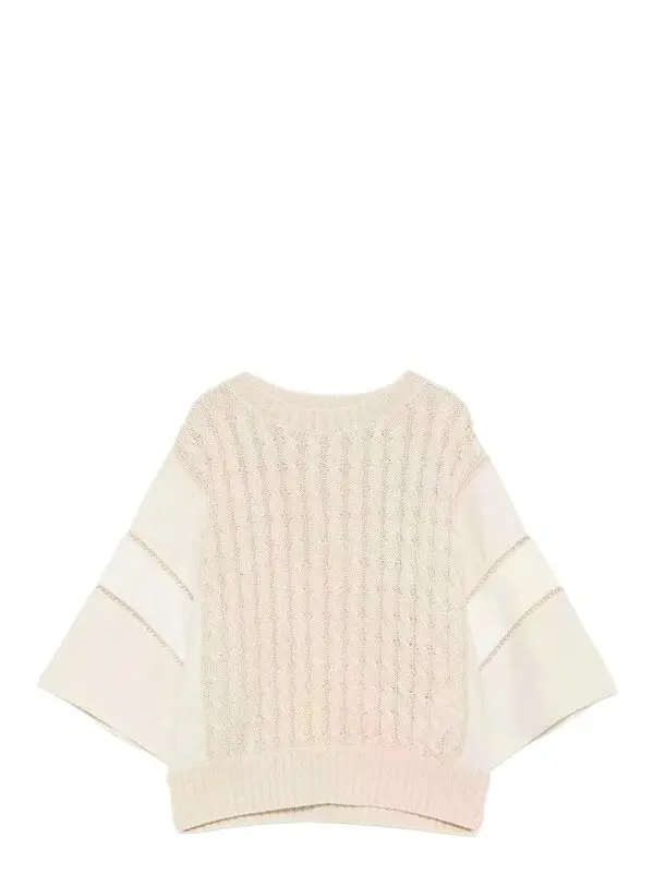 Max Mara Cable-knit Panelled Sweater - Neutrals