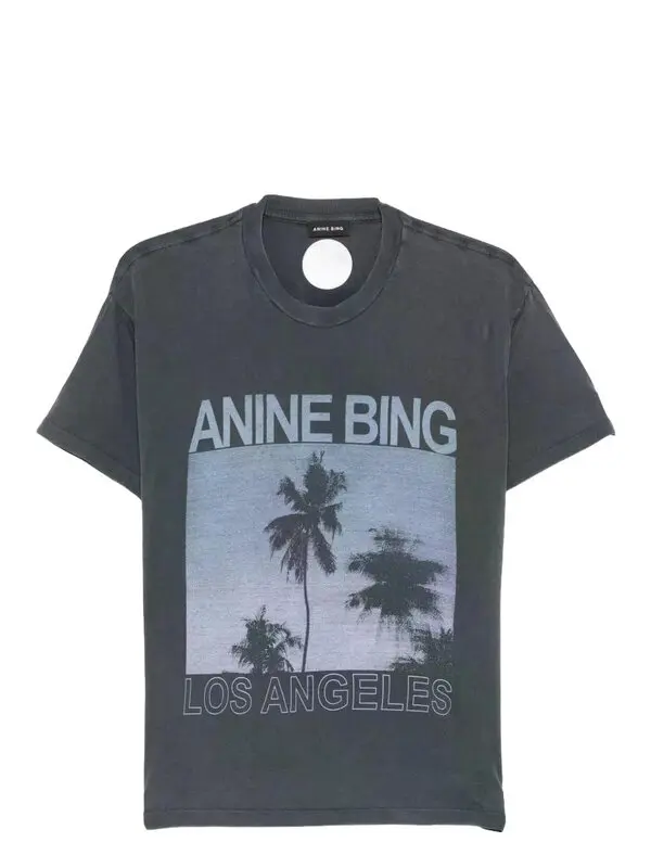 ANINE BING Palm-print T-shirt - Grey