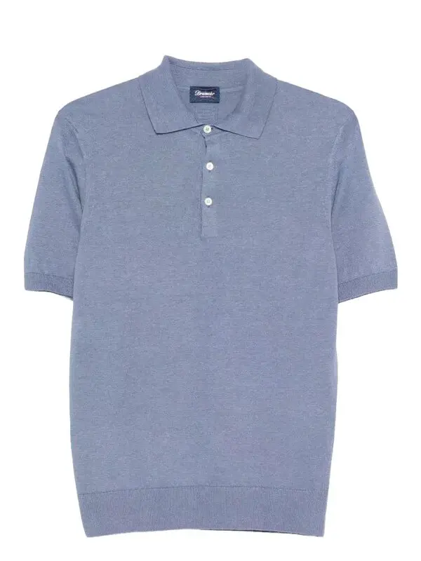 DRUMOHR Linen Polo Shirt - Blue