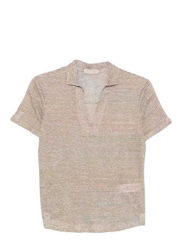 PUROTATTO Striped V-neck T-shirt - Neutrals