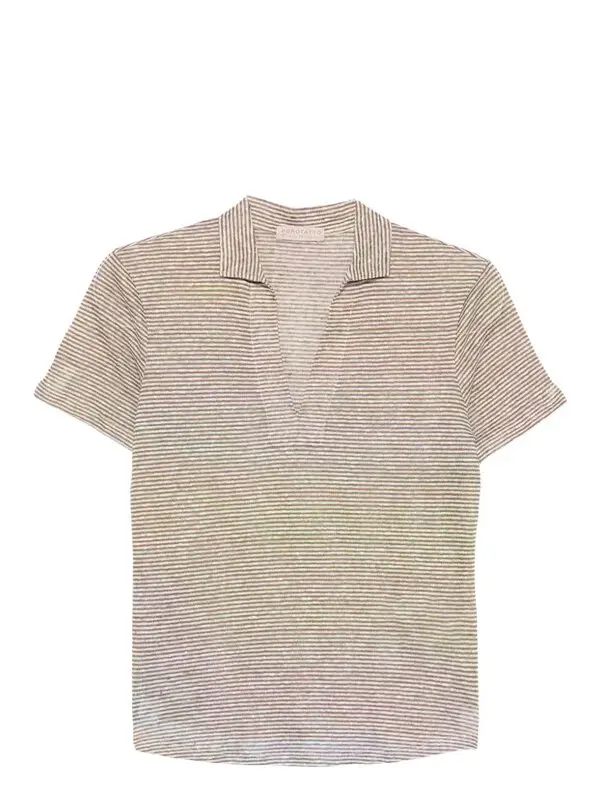 PUROTATTO Striped V-neck T-shirt - Neutrals