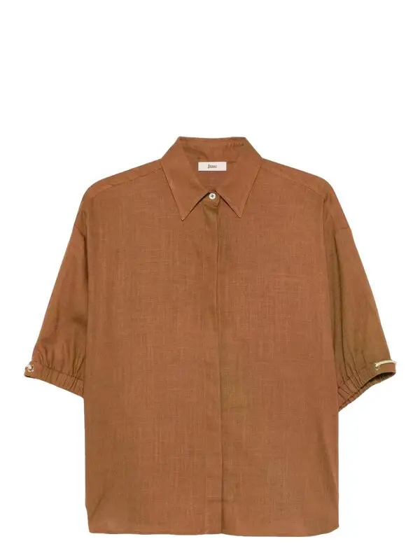 Herno Elasticated-sleeves Shirt - Brown