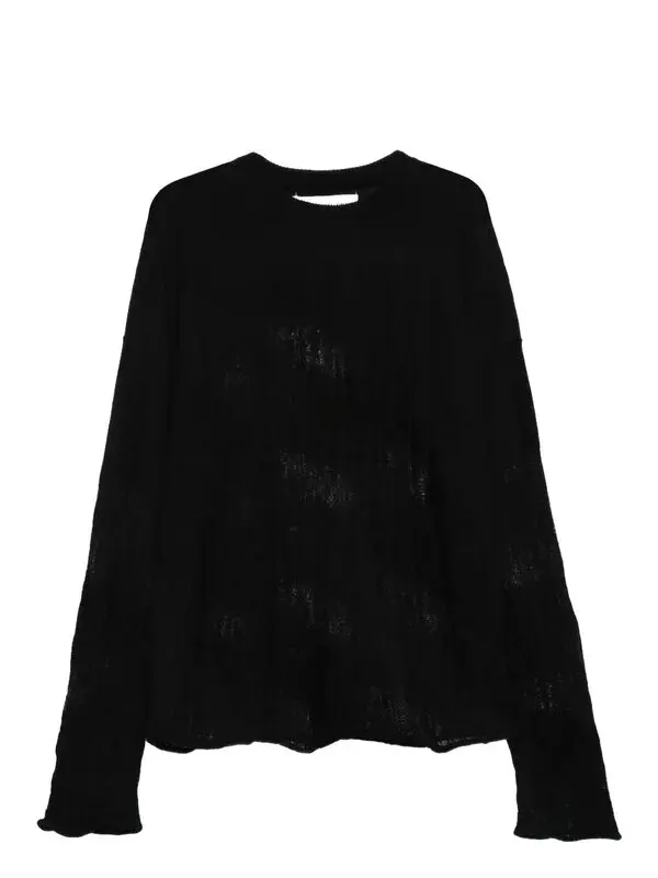 Isabel Benenato Textured Crew-neck Sweater - Black